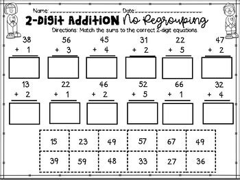 Double Digit And One Digit Addition And Subtraction Without Regrouping