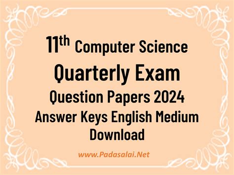 11th Computer Science Quarterly Exam Question Papers 2024 Answer