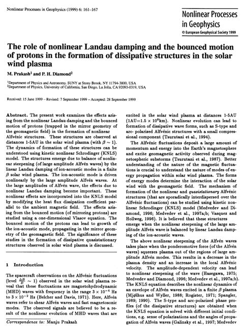 Pdf The Role Of Nonlinear Landau Damping And The Bounced Motion Of Protons In The Formation Of