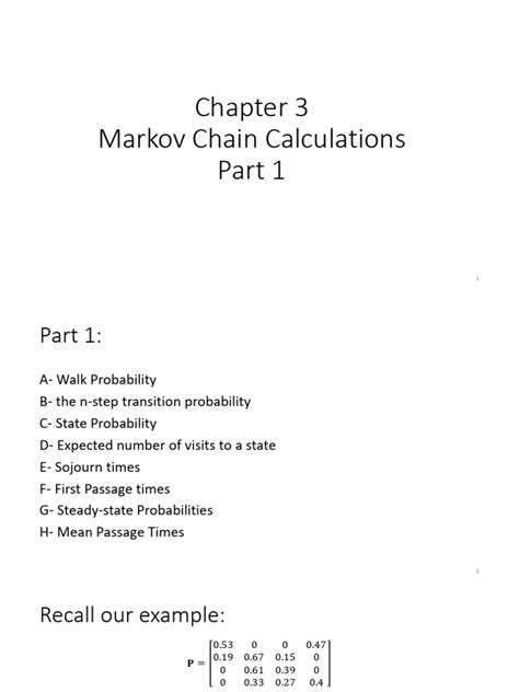 Chapter 3 Markov Chain Calculations Part 1 Transitional And