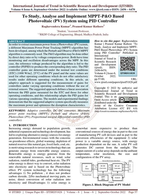 To Study Analyse And Implement Mppt Pando Based Photovoltaic Pv System