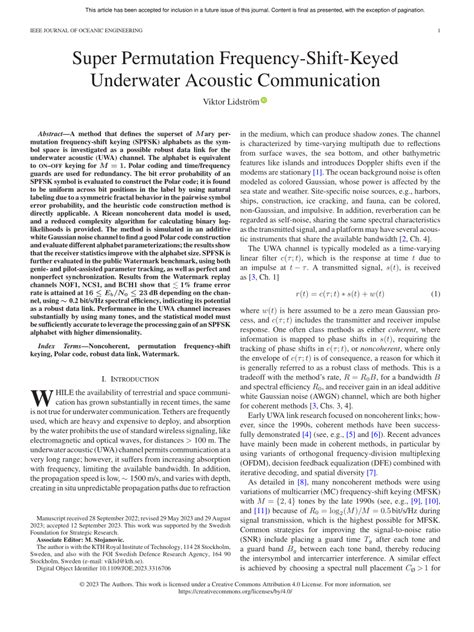 Pdf Super Permutation Frequency Shift Keyed Underwater Acoustic
