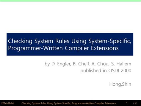 Ppt Checking System Rules Using System Specific Programmer Written
