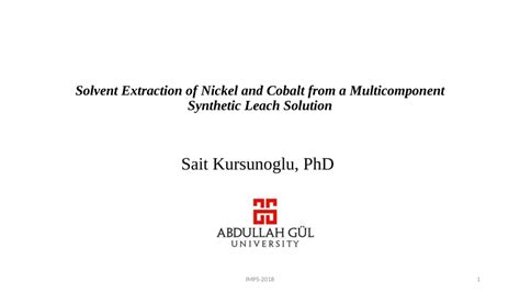 Pdf Solvent Extraction Of Nickel And Cobalt From A Multicomponent Synthetic Leach Solution