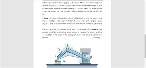 Solved In The Engine System Shown Figure The Crank AB Chegg