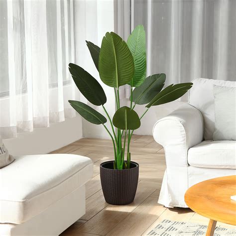 4ft Artificial Bird Of Paradise Plant Faux Tropical Palm Tree For Home