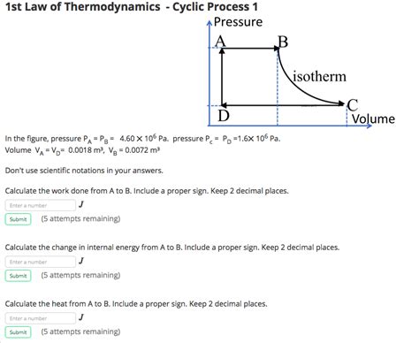 Solved 1st Law Of Thermodynamics Cyclic Process 1 Pressure