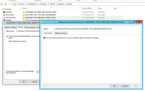 Permissions Sysvol Policy Folder Access Denied Server Fault