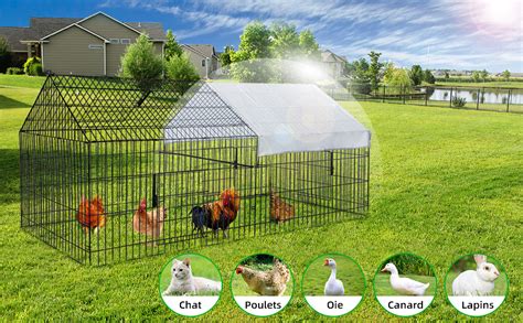 Pawgiant Poulailler Pour Extérieure 220x102x102cm Poulailler 10 Poules Avec Couvercle Clapier