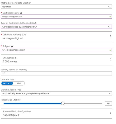 create azure key vault certificates using 3rd party certificate authorities