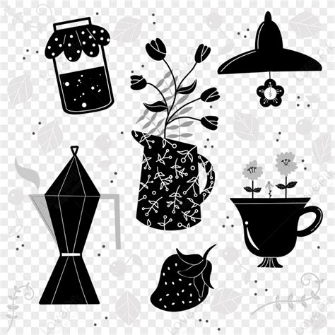 귀여운 일러스트 차 컵 주전자 커피 메이커 흑백 낙서창의성단색화 Png 일러스트 무료 다운로드 Lovepik