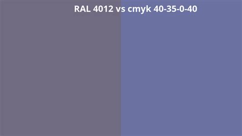 Ral 4012 Vs Cmyk 40 35 0 40 Ral Colour Chart Uk