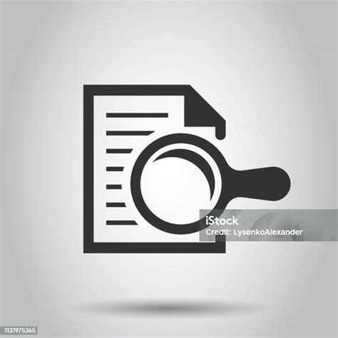 ไอคอนแผนเอกสารการตรวจสอบอย่างละเอียดในสไตล์แบน ตรวจสอบภาพประกอบเวกเตอร์