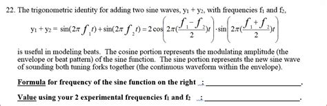 Solved The Trigonometric Identity For Adding Two Sine Waves