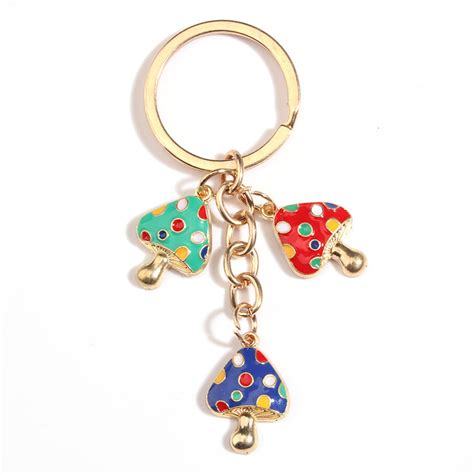 Badu Bg Сладък емайлиран ключодържател Цветна гъба Ключодържател Горски ключодържатели Сувенирни