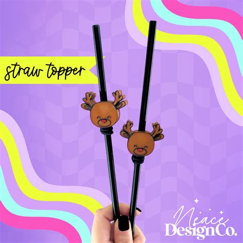 Reindeer 3d Straw Topper Neace Design Co Digital Designs
