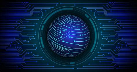 Premium Vector World Binary Circuit Board Future Technology Blue Hud Cyber Security Concept