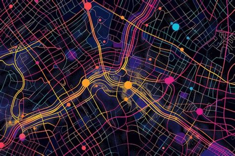 Colorful Routes On A Stylized Map Represent Dynamic Connectivity And