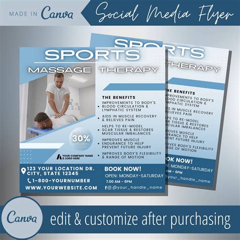 Sports Massage Therapy Flyer Template Sport Massages Flyers Templates