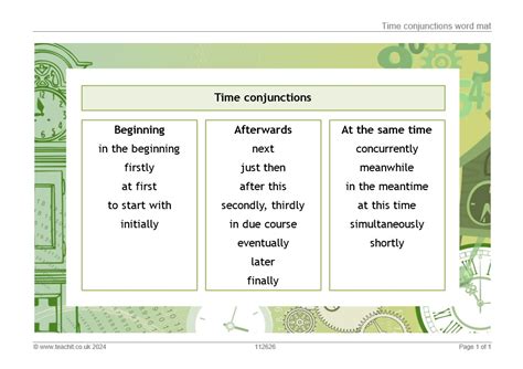 Time Conjunctions Resource Pack I Ks2 English I Teachit