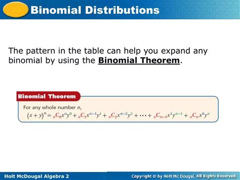 Ppt The Pattern In The Table Can Help You Expand Any Binomial By Using The Binomial Theorem