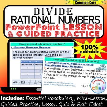 DIVIDE RATIONAL NUMBERS PowerPoint Lesson Guided Practice Distance Learning