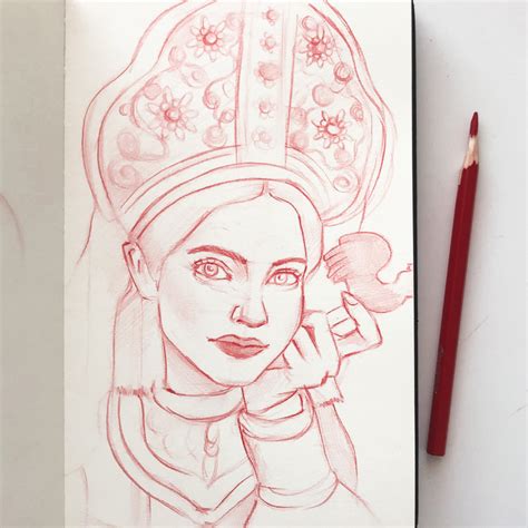 Иллюстрация Девица в стиле скетчи