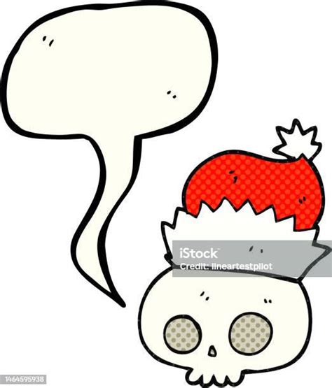 자유형 그린 만화책 연설 거품 만화 두개골 크리스마스 모자를 쓰고 귀여운에 대한 스톡 벡터 아트 및 기타 이미지 귀여운