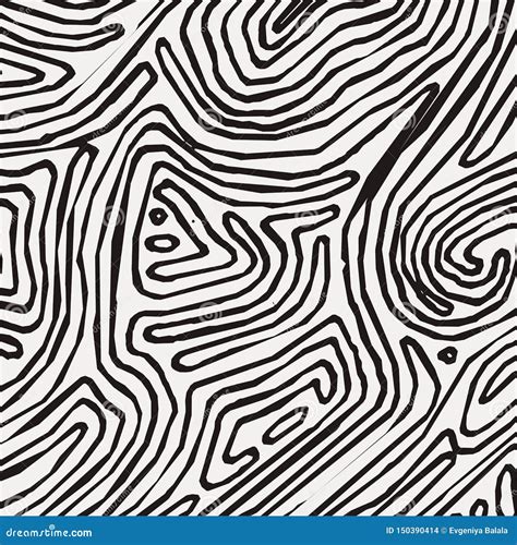 Vector Monochrome Pattern Curved Lines Black And White Grunge Background Stock Vector