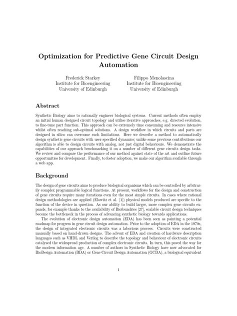 Optimization For Predictive Gene Circuit Design Automation Pdf Electronic Design Automation