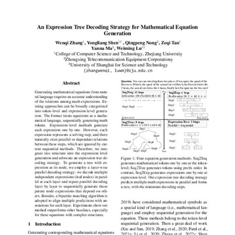 An Expression Tree Decoding Strategy For Mathematical Equation Generation Acl Anthology