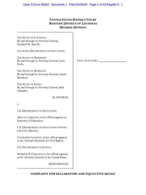 File Stamped Louisiana V U S Dept Of Education Title Ix Download