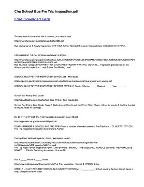 California School Bus Pre Trip Inspection Form Blank Fillable
