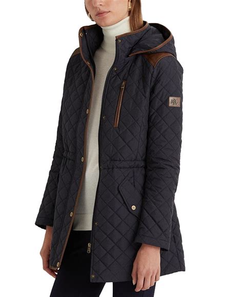 Lauren Ralph Lauren Womens Hooded Quilted Coat Created By Macys Macys