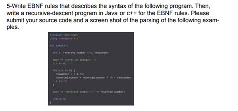 solved 5 write ebnf rules that describes the syntax of the