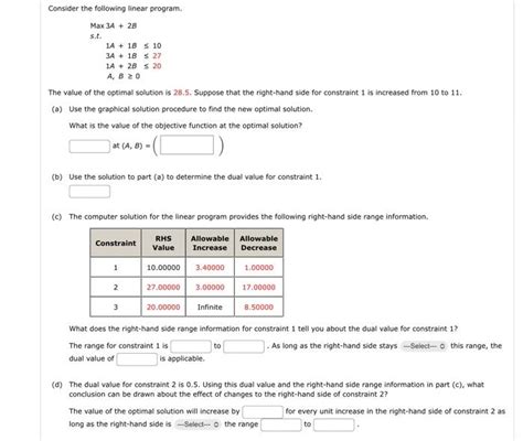 Solved Consider The Following Linear Program Max 3 A 2b