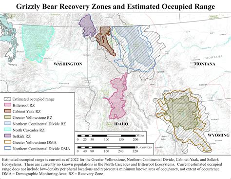 Grizzly Bear Recovery Zones And Estimated Distributions
