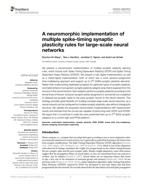 Pdf A Neuromorphic Implementation Of Multiple Spike Timing Synaptic Plasticity Rules For Large