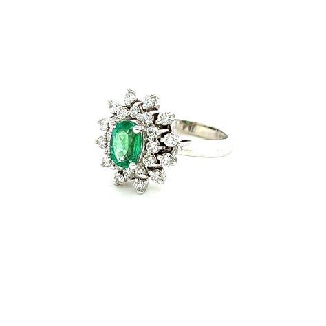 160 Carat Emerald Diamond 14 Karat White Gold Engagement Ring For Sale
