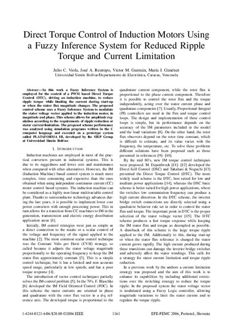 Pdf Direct Torque Control Of Induction Motors Using A Fuzzy Inference