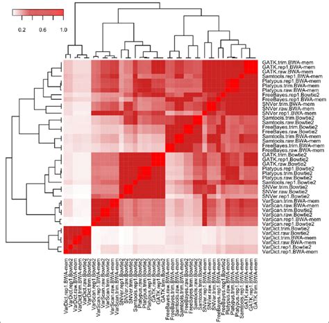 Similarity Heatmap Of Variant Calling Tools The Snp Call Similarity