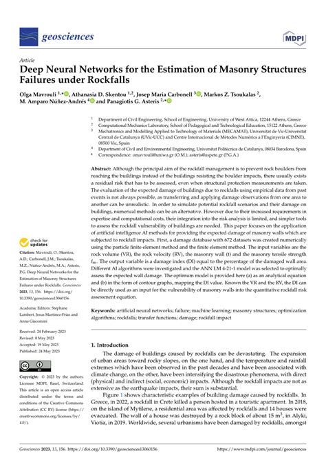 Pdf Deep Neural Networks For The Estimation Of Masonry Structures