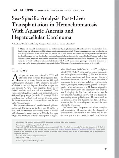 Pdf Sex Specific Analysis Post Liver Transplantation In