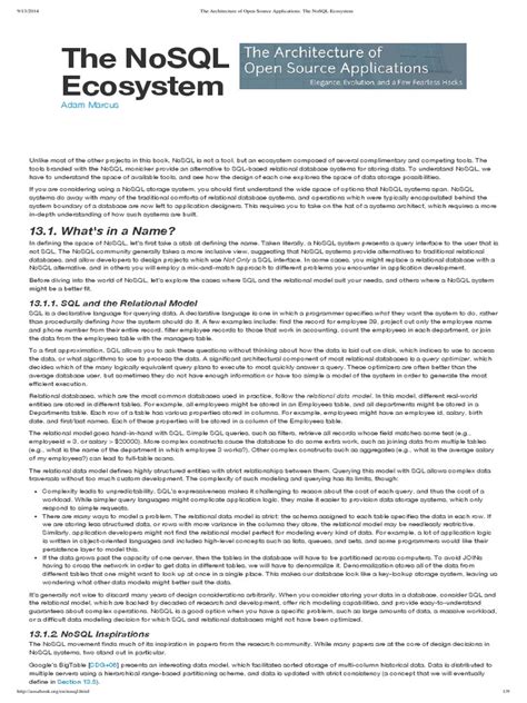 The Architecture Of Open Source Applications The Nosql Ecosystem Pdf No Sql Relational Model