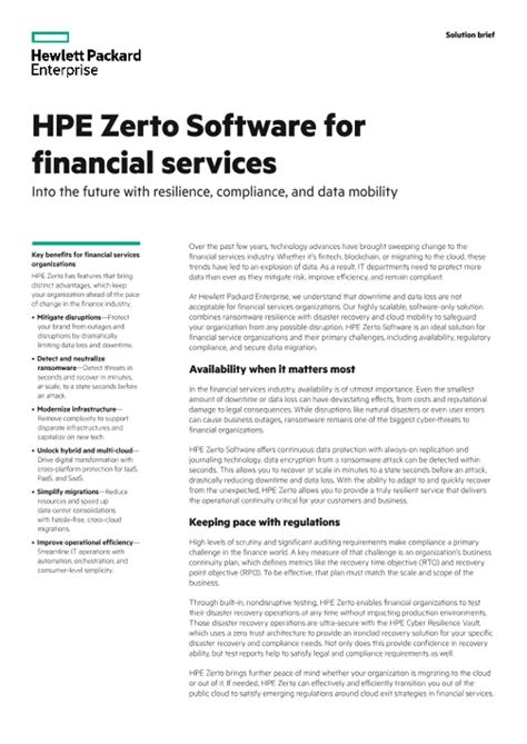 Hpe Zerto Software Overview