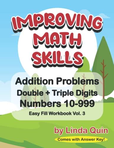 Improving Math Skills Addition Problems Double Triple Digits Numbers 10 999 Easy Fill