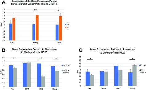 A Nanog Oct4 And Sox2 Mrna Expression In Breast Cancer And Control