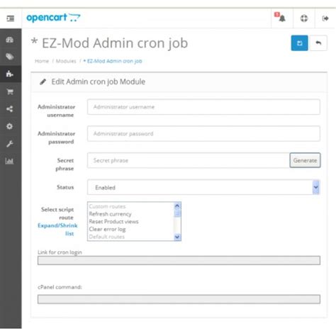 Opencart Admin Cron Job