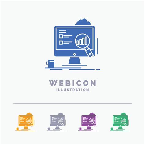 Analytics Board Presentation Laptop Statistics 5 Color Glyph Web Icon Template Isolated On