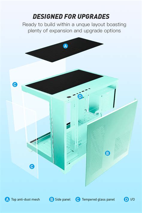 diypc argb q3 green usb3 0 tempered glass micro atx green gaming
